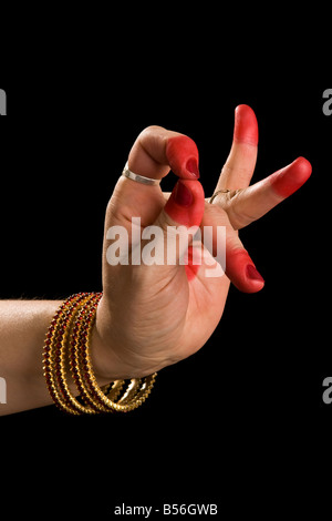Woman hand showing Katakamukha hasta meaning Opening in a Bracelet of ...