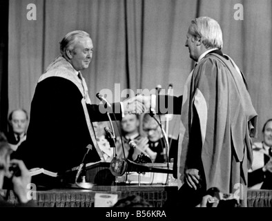 Harold Wilson confers degree on Edward Heath. Harold Wilson and Edward ...
