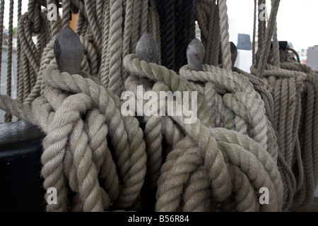 Coils of hemp ship rope for rigging of sailing ships Stock Photo - Alamy