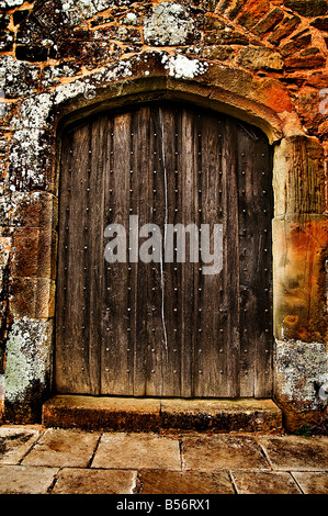 Old historical wooden door with heavy iron fittings, Germany Stock ...