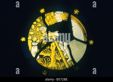 Stained Glass Roundel Labour of the Month September Threshing with ...