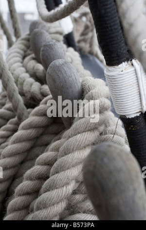 Coils of hemp ship rope for rigging of sailing ships Stock Photo - Alamy