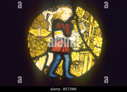 Stained Glass Roundel Labour of the Month September Threshing with ...