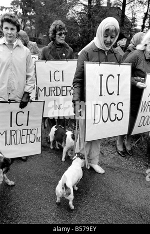 Demonstrators against the use of Beagles by ICI in smoking experiments ...