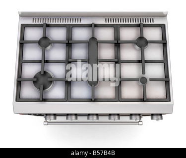Gas cooker with oven top view closeup, 3D rendering Stock Photo - Alamy