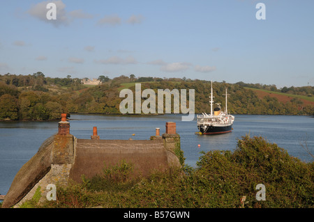 Windsor Castle ship at Tolverne, River Fal, Cornwall, England Stock ...