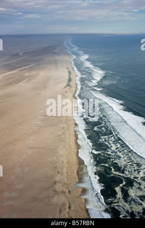 Aerial photography the Namibian coast where the sand dunes meet the ...