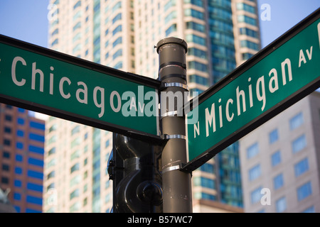 CHICAGO STREET SIGN NORTH MICHIGAN AVENUE DOWNTOWN CHICAGO ILLINOIS ...