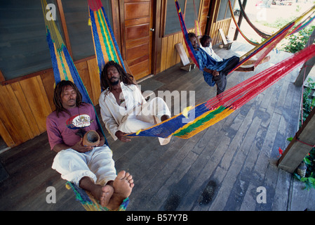 The Original Turtle Shell Band, a group of Garifuna musicians, Dangriga ...