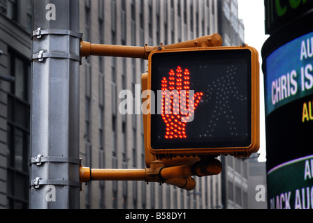 new york stop signal and stop sign one way sign Stock Photo - Alamy