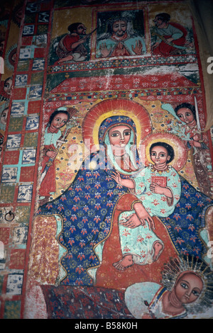 Wall painting, Narga Selassie church, Dek, Lake Tana, Gondar, Ethiopia ...