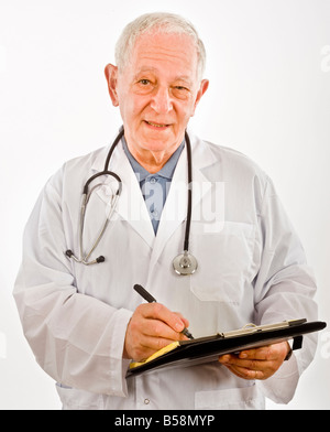 Old male doctor isolated on white Stock Photo - Alamy