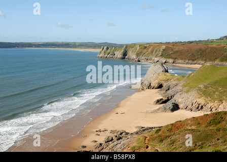 Three Cliffs Bay and Pobbles Bay on the Gower peninsula Stock Photo - Alamy