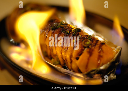 Close Up of Spicy Sushi Roll isolated on white background Stock Photo ...
