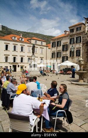 Outdoor dining in Gundulic Square City of Dubrovnik Croatia Stock Photo ...
