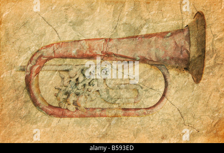 music background with crushed trumpet in grunge style Stock Photo - Alamy