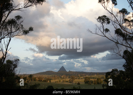Dramatic pyramid mountain in Glasshouse Mountains National Park from ...