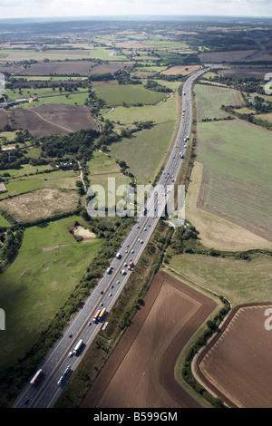 Aerial view west of M25 Motorway towards City Belhus Country Park ...