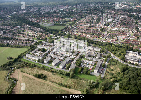 Aerial view north west of Loughton tube station playing field ...