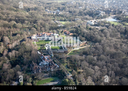Aerial view north east of Hampstead Heath Athlone House allotments ...