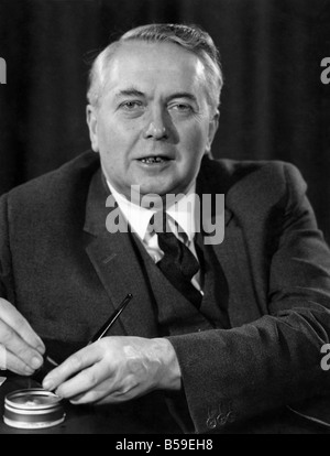 Portrait of Labour Party leader Harold Wilson, MP for Huyton. February ...