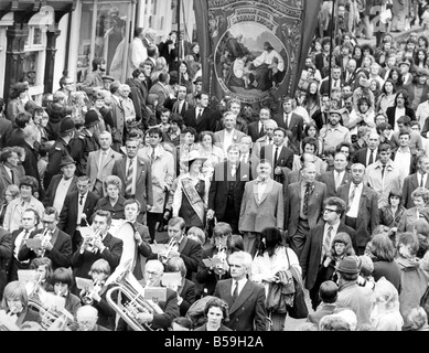 Durham Miners Gala A colliery band march through the city with Harold ...