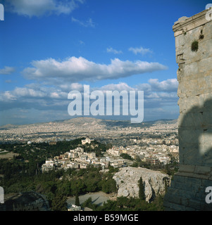 View over city to the Acropolis, Athens, Greece, Europe Stock Photo - Alamy