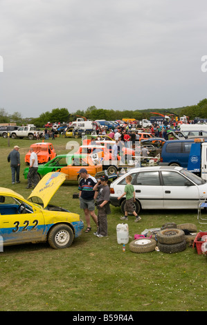 Bangers racing at Smallfield Raceway Surrey May 1990Neil Marriott team ...