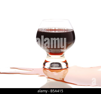 Spilled red wine puddle isolated on white background. Red wine puddle ...