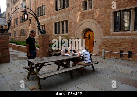 Students studying in courtyard Saybrook College Yale University Stock ...