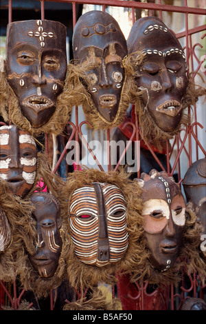 Kenya, Mombasa, African masks in souvenir shop Stock Photo - Alamy