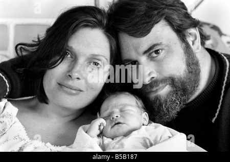 Actor Brian Blessed with wife and new baby. April 1975 Stock Photo - Alamy