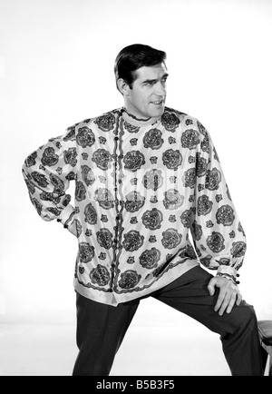 Male model Peter Christian wearing silk shirt. Circa 1964 Stock Photo ...