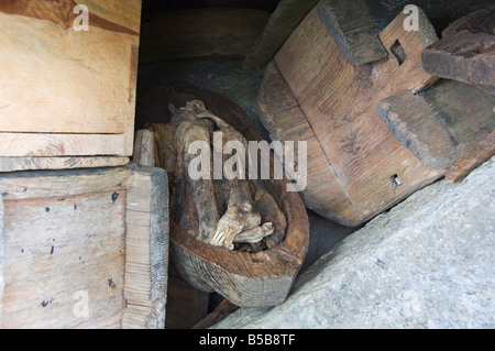 Cave mummies with unique mummification process including internal ...