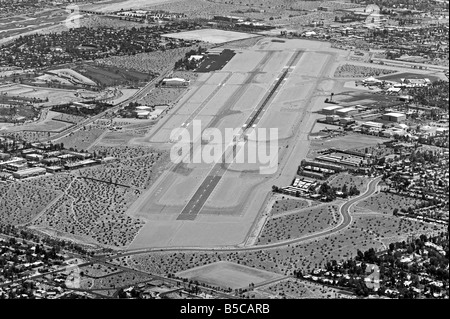 aerial view above Palm Springs International Airport PSP runway 31L ...