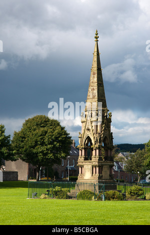 The village of Denholm in the Scottish Borders with the memorial to ...