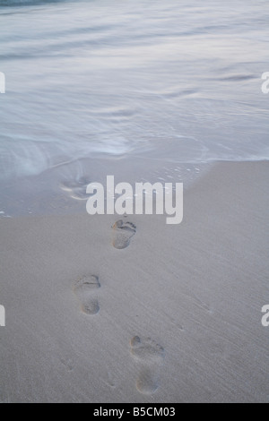 Footsteps disappearing into the ocean Stock Photo - Alamy
