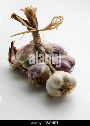 Fresh purple garlic heads at a French farmers market Stock Photo - Alamy