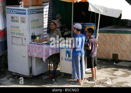 Old Soviet time soft drink vending machines, Osh, Kyrgyzstan, Central ...