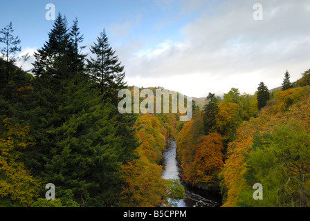 Autumn colour on the River Garry at Killiecrankie, Perthshire, Scotland ...