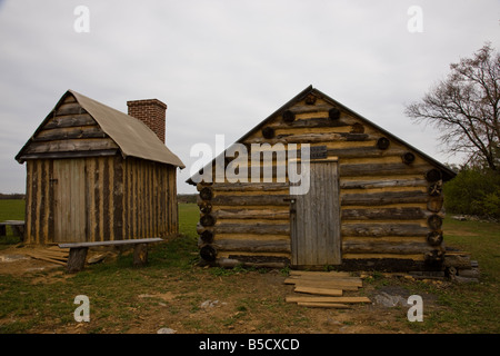 A reconstruction of a Civil War winter camp at the US Army Heritage and ...