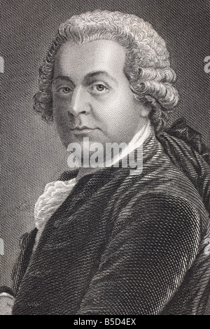 John Adams, first Vice President of the U.S. Hand-colored woodcut Stock ...