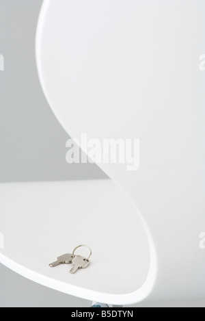 set of keys on ring with blank keychain isolated on white background ...