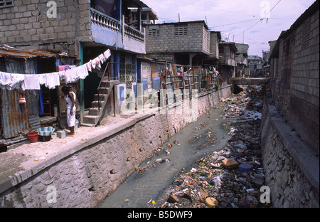 The polluted Rockefeller Canal in the inner city slum of St Martin Port ...