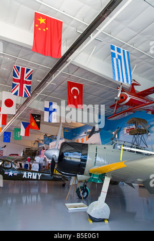 USA, North Dakota, Fargo, Fargo Air Museum, elevated view with replica ...