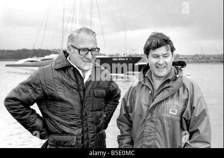 Chay Blyth and Jock Hayward aboard the trimaran "Great Britain III ...