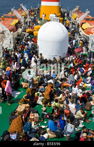 Passengers on an Overcrowded PELNI Passenger Ferry in Indonesia Stock ...