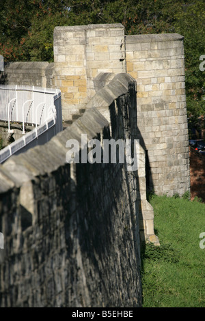 City of York, England. York City Wall parapet and walkway with the ...