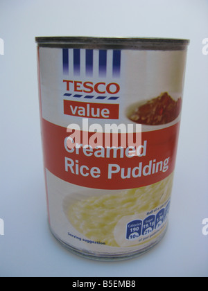 a tin of Tesco Value rice pudding Stock Photo - Alamy