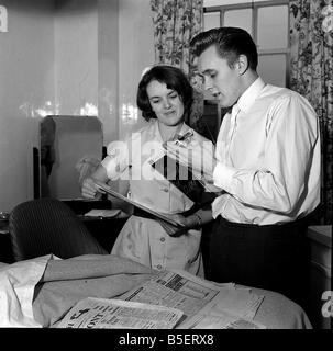 London: Pop singer Billy Fury with his fiances Judith Hall, a 29 year ...